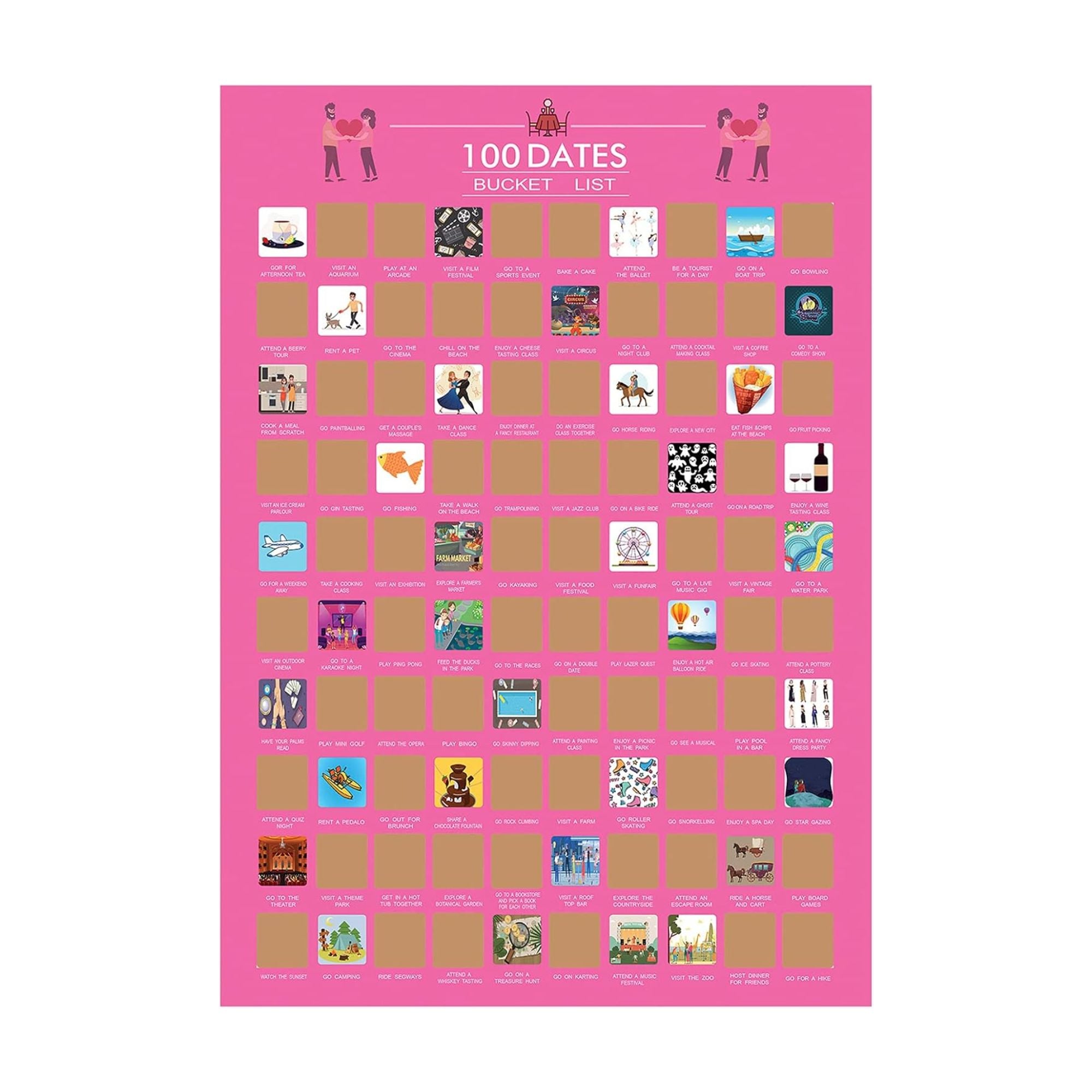 100 Date Ideas – Scratch Poster | Póster de Citas para Parejas – Foto Ideas